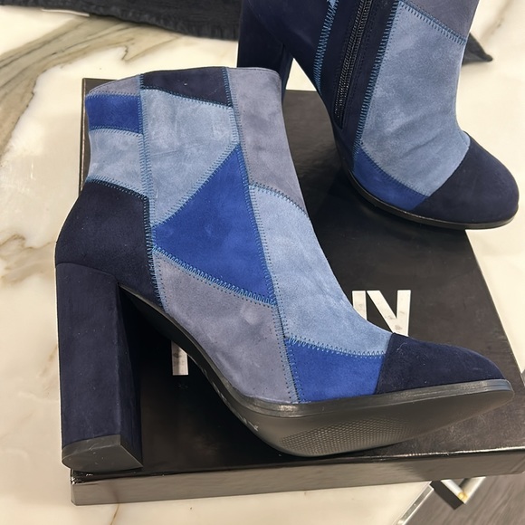 Renvy | Shoes | Blue Suede Patchwork Bootssz Eu 4 Us 9 | Poshmark